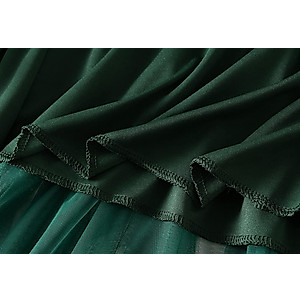 ebossy Womens Elastic High Waist Tutu Tulle Tiered Skirt Sweet Layered Ruffles Mesh Midi Fairy Skirts with Lined(1size,G-deepgreen)