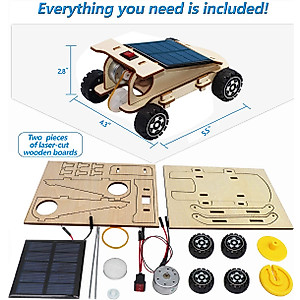 DIY Wooden Kids Science Experiment Kits-Remote Control Off Road Tracked Tank and Solar Power Race Car,STEM Learning Toys Gifts Electric Motor Building Project for Kids (Tank and Race Car(2 Kits))