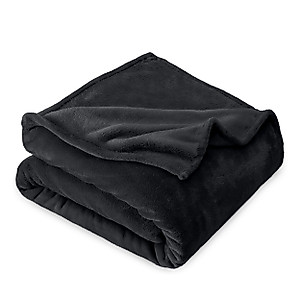Bare Home Fleece Blanket - Twin/Twin Extra Long Blanket - Black - Lightweight Blanket for Bed, Sofa, Couch, Camping, and Travel - Microplush - Ultra Soft Warm Blanket (Twin/Twin XL, Black)