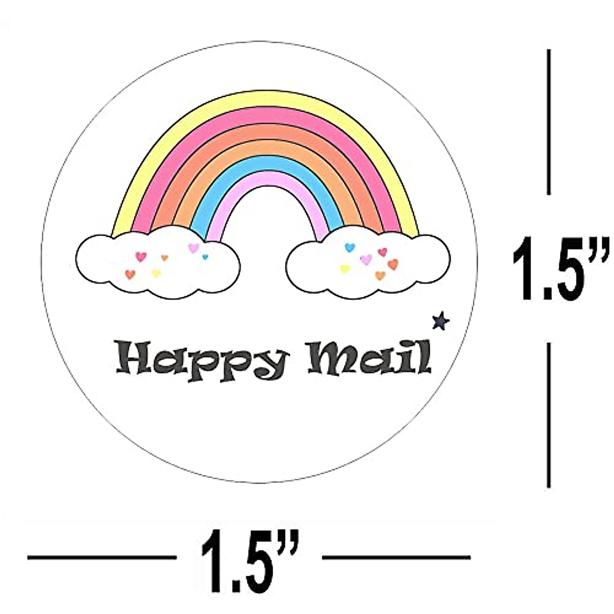 Rainbow Happy Mail Stickers 1.5 Inch Mailing Sticker - 500 Pcs Thank You Labels for Small Shops , Shipping Package Lables Decorative Flower Boutiquets Envelope Sealings