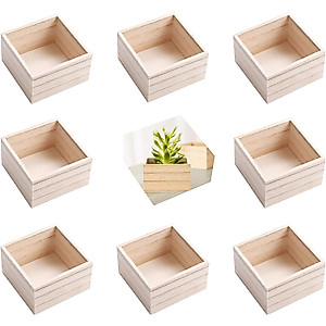 CALPALMY (8 Pack) 6" x 6" Unfinished Wooden Box Storage - Small Wooden Boxs for Crafts, Home Decor, and Wooden Centerpieces for Tables