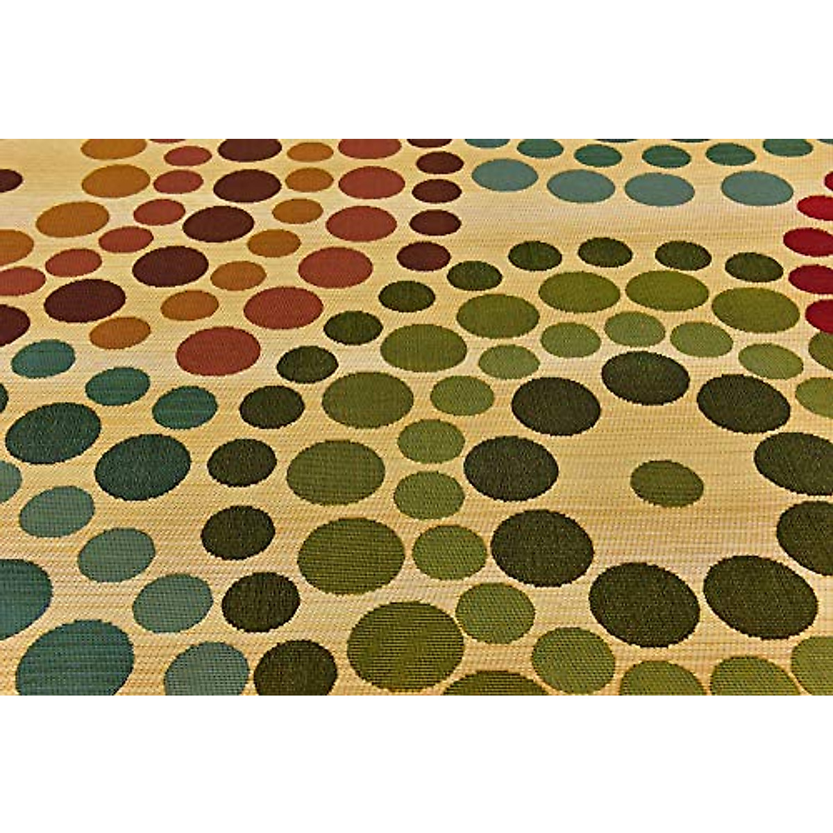 Unique Loom Modern Collection Geometric, Abstract, Circles, Colorful, Indoor and Outdoor Area Rug, 5 ft 3 in x 8 ft, Beige/Blue