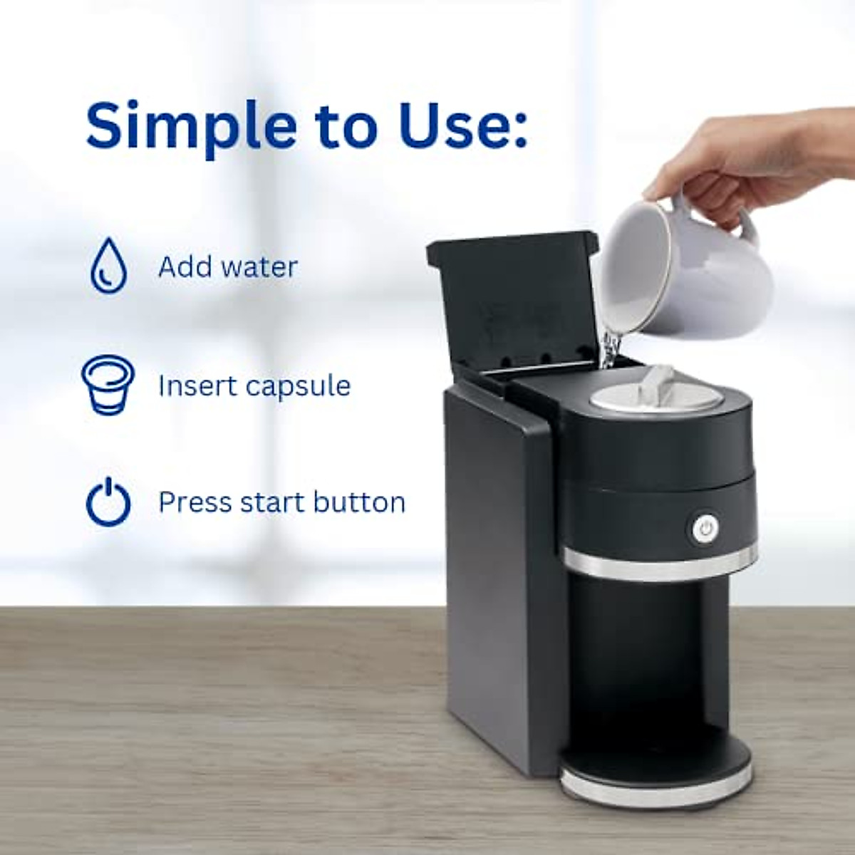 Cafe Valet Single Serve Coffee Maker Compatible with K-Cup Pods, Versatile for Home, Office, Dorm, Barista