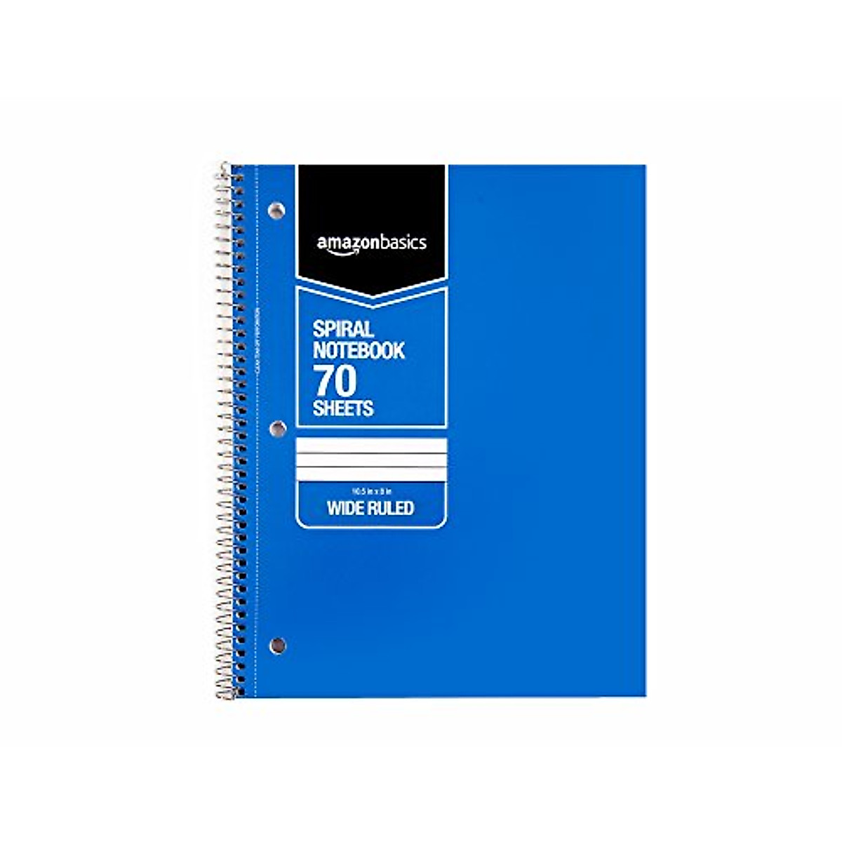 Amazon Basics Wide Ruled Wirebound Spiral Notebook, 70-Sheet, 5 Pack, Multicolor