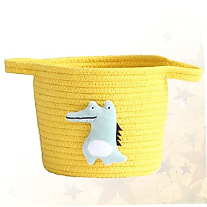 Beatifufu Tv Controller Holder Desktop Sundries Organizer Storage Basket Toy Container Woven Tray Fruit Containers Bracket Storage Box Storage Bucket Storage Rope Cell Phone Yellow Child