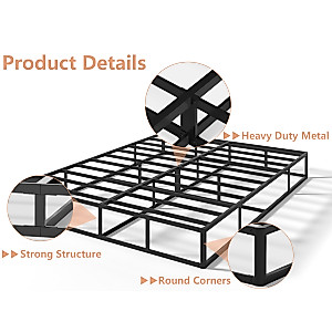 Vitverve Box Spring for Queen Bed, 9 Inch High Metal Queen Box Spring Only, Heavy Duty Mattress Foundation with Fabric Cover, Easy Assembly, Quiet Noise Free, Non Slip, Black