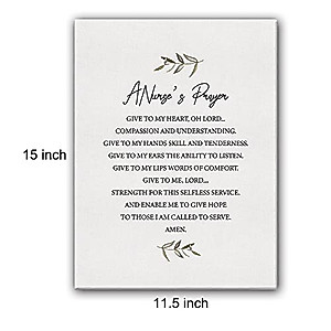 Nurse Gifts for Women Men Frame, A Nurse's Prayer Poster Canvas Wall Art Painting Ready to Hang for Home/Office/Living Room Decor - Nurse Graduation Gifts Healthcare Gift - Easel & Hanging Hook 11.5x15 Inch