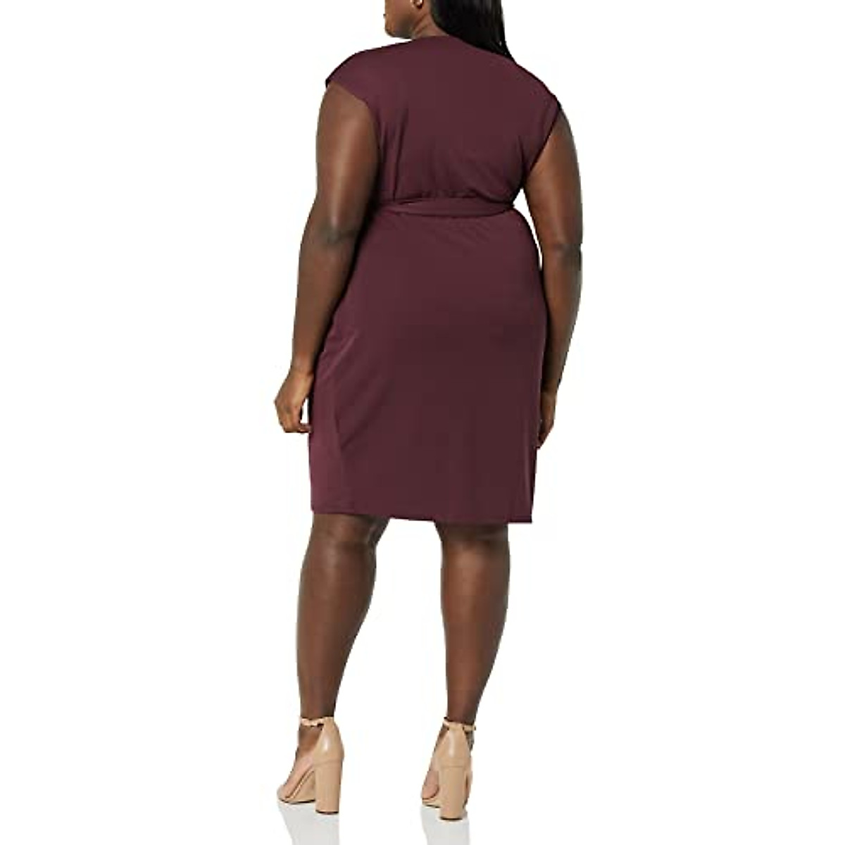 Amazon Essentials Women's Classic Cap Sleeve Wrap Dress (Available in Plus Size), Burgundy, X-Large