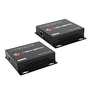 J-Tech Digital HDMI Extender Over Single Cat5e/6/7 HDMI Over Ethernet 1080p with IR Extension - Up to 400ft [TX + RX]