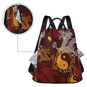 ALAZA Dragon Yin Yang Women Backpack Anti Theft Back Pack Shoulder Fashion Bag Purse