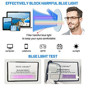 OCCI CHIARI Anti Blue Light Glasses for men - Computer Glasses Men - Black Eyewear Frame - Game Glasses for Men