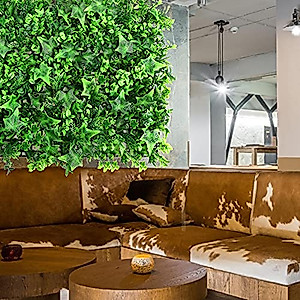 DETTELIN Artificial Hedge Plant Panel, 16x24inch Topiary Hedge Plant Grass Wall Privacy Hedge Screen Panels, Vine Leaf Greenery Backdrop Decoration