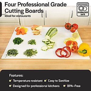 Professional White Cutting Board Mat 4 Pack Set, NSF Certified, 24 x 18 Inch Extra Large