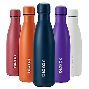 BJPKPK Insulated Water Bottles -17oz/500ml -Stainless Steel Water bottles,Sports water bottles Keep cold for 24 Hours and hot for 12 Hours,water bottles for School-Navy blue