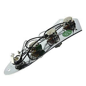 KAISH Fully Loaded Control Plate Pre-Wired Control Plate with Wiring Harness for Jazz J Bass Chrome