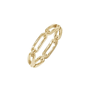 Amazon Essentials 14K Gold Plated Sterling Silver Chain Link Band Ring Size 8, Yellow Gold