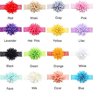JOYOYO 16 Colors Baby Girls Headbands Chiffon Flowers Breath Mesh Soft Lace Headbands for Infant Newborn and Toddlers