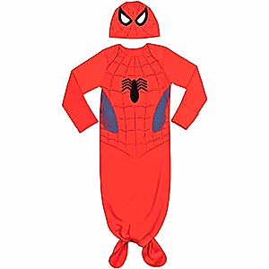 Marvel Avengers Spider-Man Newborn Baby Boys Cosplay Sleeper Gown and Hat 0-6 Months