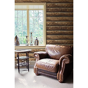 NextWall Faux Log Cabin Peel and Stick Wallpaper