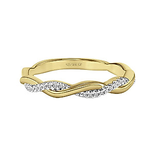 Twisted Vine Rope Diamond Accent Wedding Band or Anniversary Ring in 18k Yellow Gold Vermeil 0.07 Cttw (I-J Color, I3 Clarity), Size 8, by Brilliant Expressions