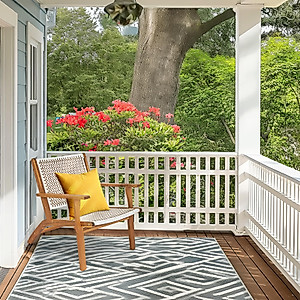 VINGLI Outdoor Lounge Chair Acacia Wood Chair, Woven Outdoor Chair Mid Century Reclining Chair for Patio Lawn Garden Backyard Deck Balcony