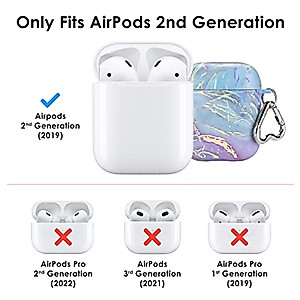 Velvet Caviar Marble AirPod Case for Women & Girls [Updated Top] with Keychain - Cute Protective Hard Cases Compatible with Apple Airpods 1/2 (Holographic Pink Blue)