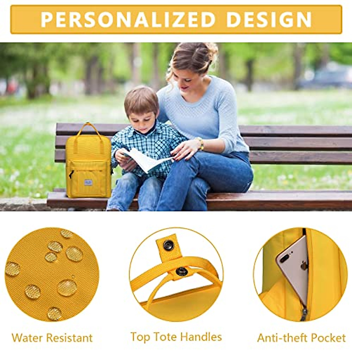 Mini Backpack for Women, Chasechic Lightweight Cute Small Hiking Casual Aesthetic Daypack for Teen Girls Yellow