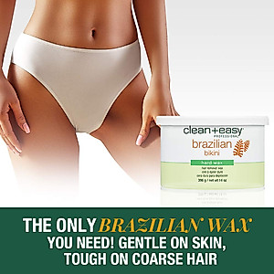 Clean + Easy Brazilian Hard Wax, Full Body Hair Removal For All Skin Types, 14 oz