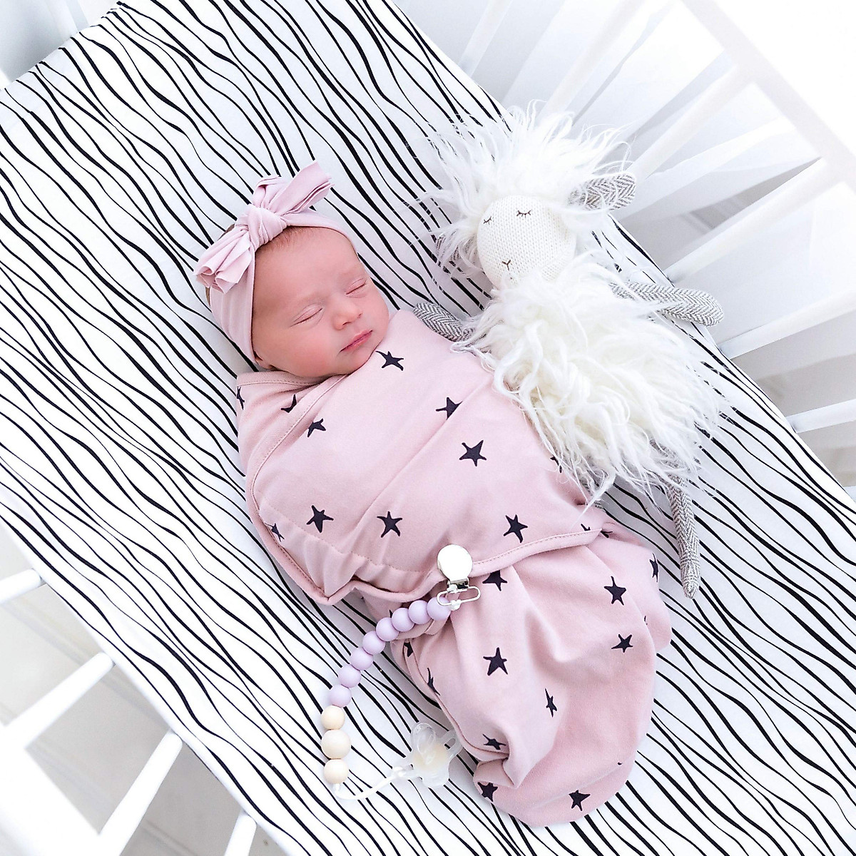 Ely's & Co. Adjustable Swaddle Blanket Infant Baby Wrap Set 3 Pack, for Baby Girl (Blush Pink, 0-3 Months)