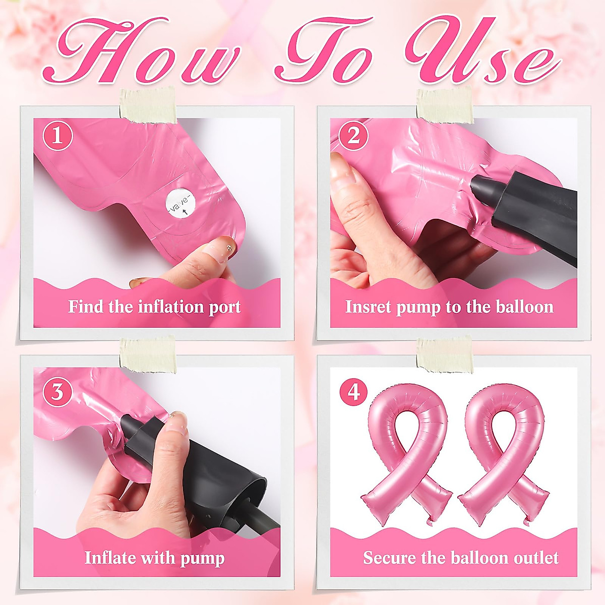 Jenaai Pink Ribbon Breast Cancer Awareness 36'' Foil Balloons for Breast Cancer Awareness Fundraisers Party Decoration Supplies (2 Pcs)