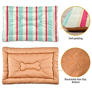 Coikll Simple Stripes Pet Bed Pad Soft Dog Bed Mat with Anti-Slip Bottom, Machine Washable Crate Pad Mattress for Dog Sleeping- 24 * 18inches