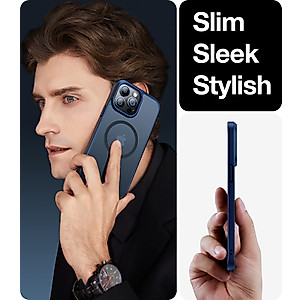 TORRAS Magnetic Designed for iPhone 13 Pro Max Case, [Military Grade Drop Tested] [Compatible with MagSafe] Shockproof Translucent Hard Back Soft Slim Protective Case for iPhone 13 Pro Max, Blue