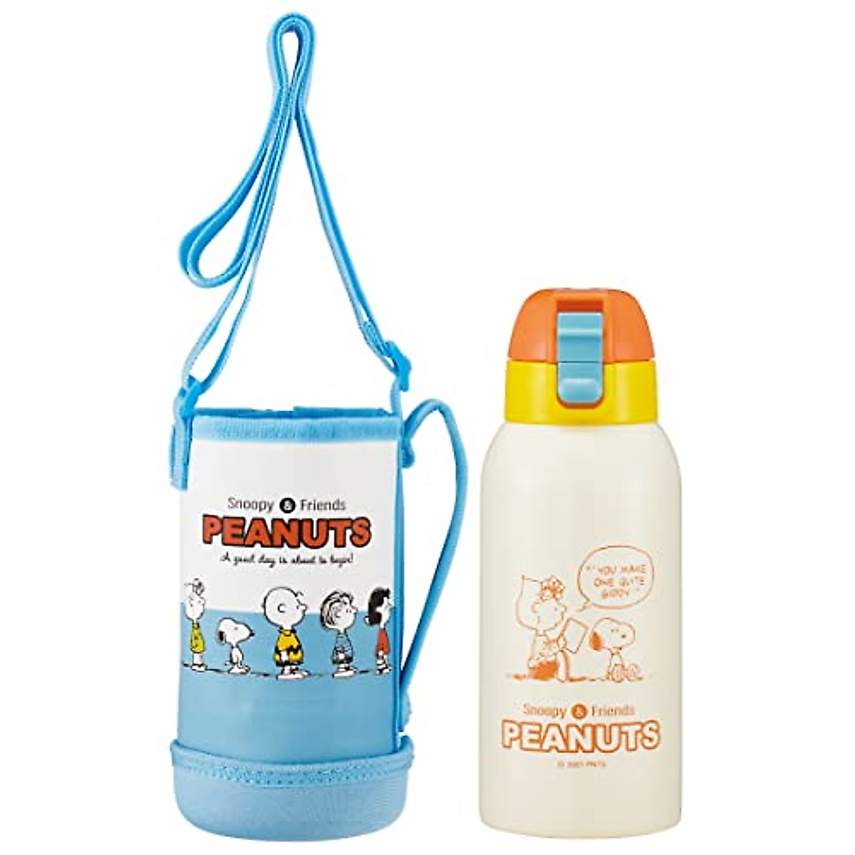 Skater KSTCH6-A Snoopy Two-Tone Water Bottle, 20.3 fl oz (600 ml), Cover Included