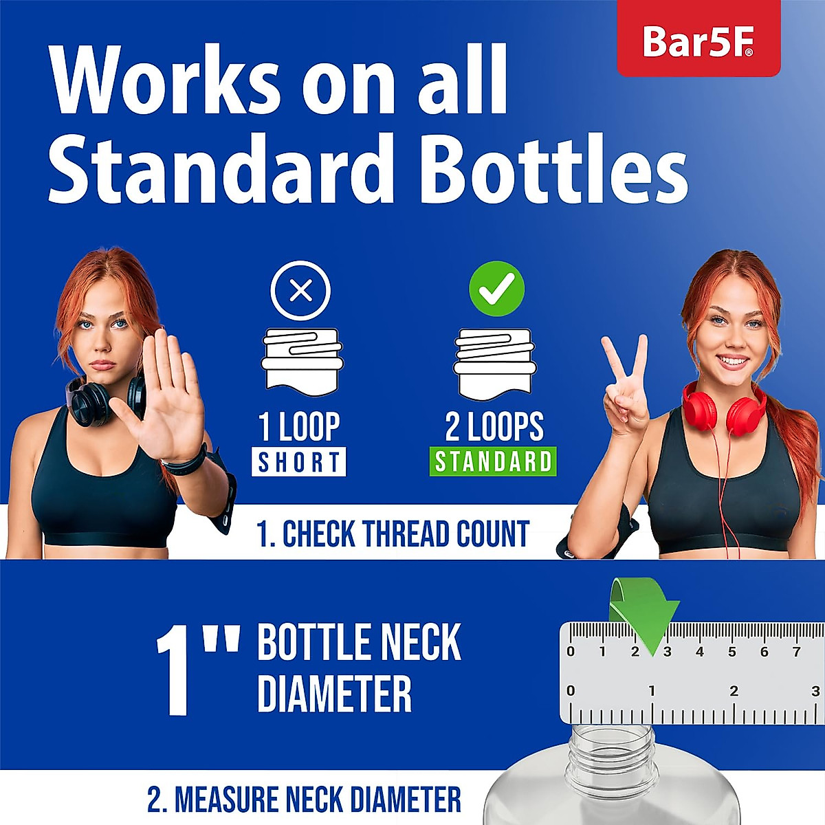 Bar5F Pump for 33.8-Oz Shampoo and Conditioner Liter Bottles (1" inch Bottle Neck 28/410) 2-Pack