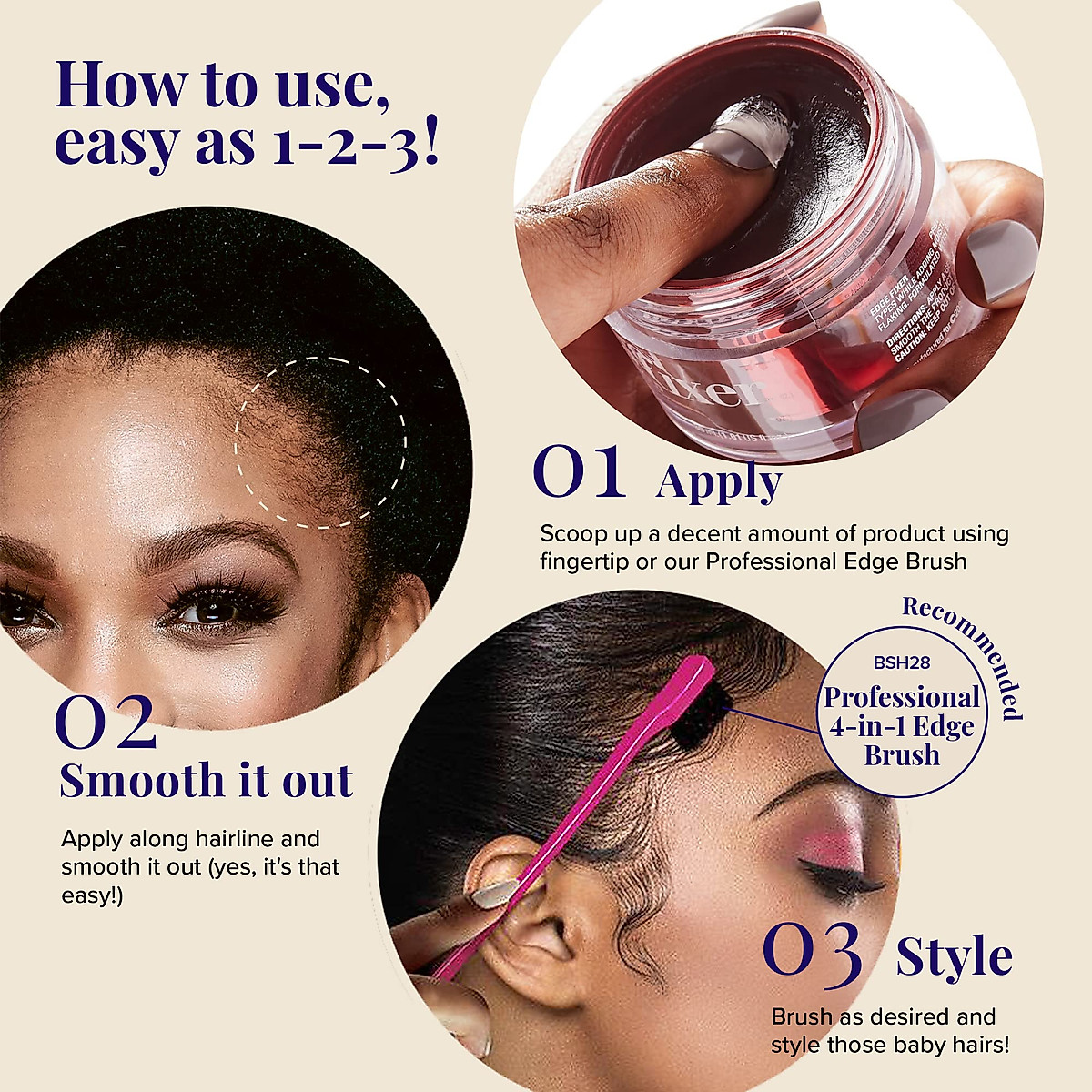 Red by Kiss Edge Fixer 24 Hour Maximum Hold Edge Wax No Flaking Biotin B7 Infused Hair Gel 1.01 fl.oz