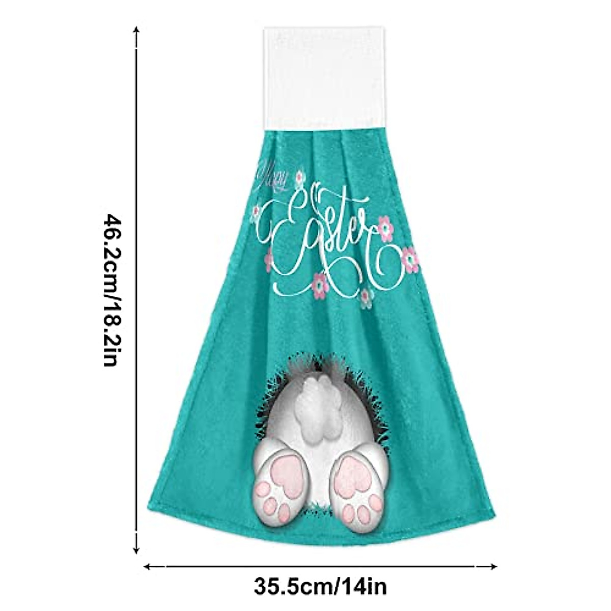 KOCOART Cute Bunny Foot Tail Kitchen Oven Towels Happy Easter Day Hanging Hand Towel with Loop 2 Pieces Super Absorbent Dishcloth Fingertip Tea Bar Dish Towel for Bathroom Tabletop