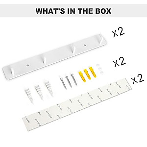 Lwenki 2PCS Key Holder for Wall, Black Key Rack with 4 Key Hooks to Hang Keyrings, Dog Leash, Umbrella, Sunglasses – Key Hanger with Mounting Hardware for Glass, Tile and Wood (10.9” x 1.4”) (White)