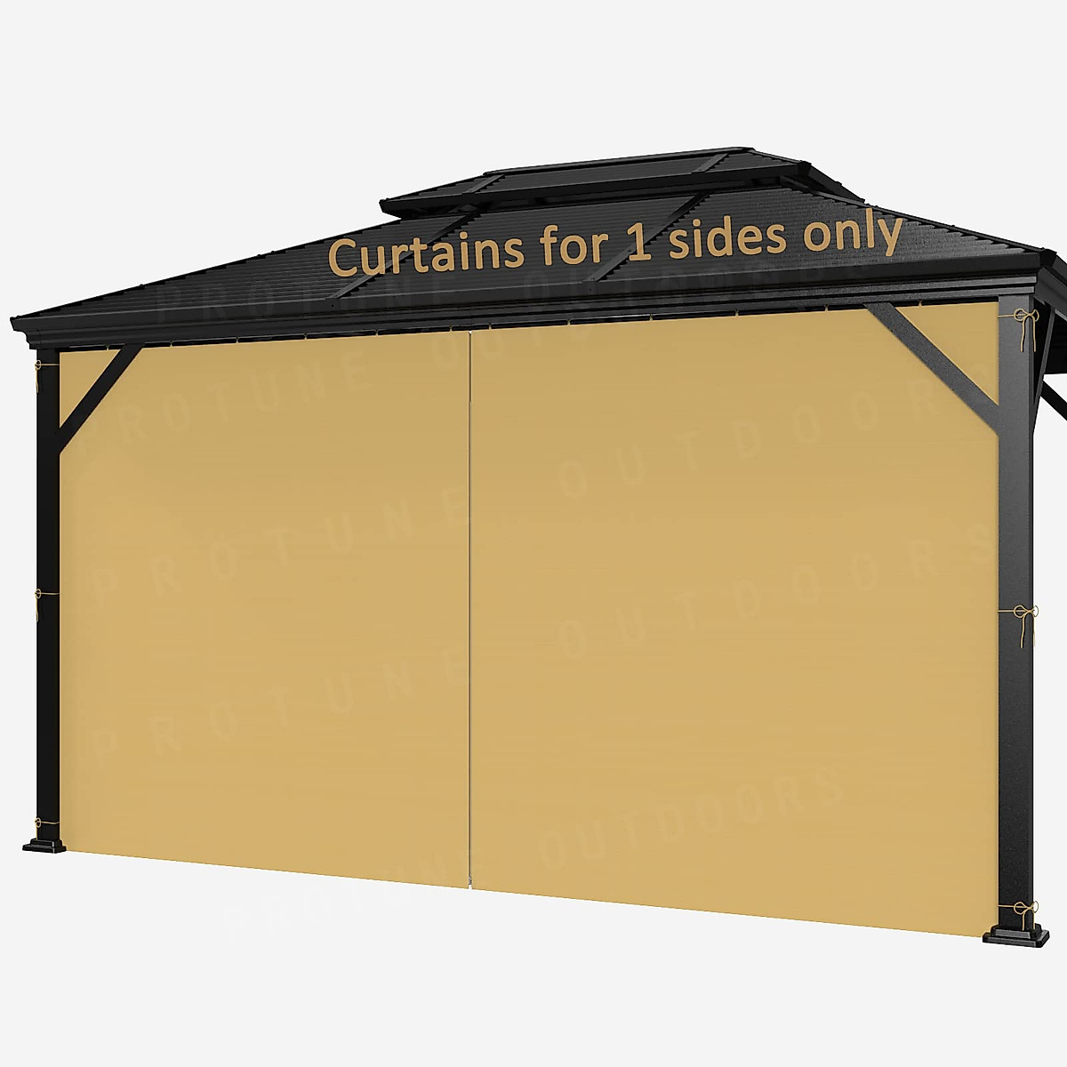SunCula Replacement 10'x12'- One Panel Gazebo Curtain Waterproof, Universal Privacy Shade Curtains Side Wall with Zipper for Patio, Backyard, Garden 10'x12' or 12'x12' Outdoor -Khaki(Only Curtains)