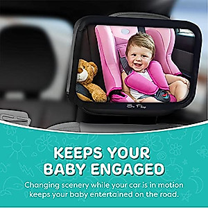 So Peep Adjustable Baby Car Mirror - Extra Large Backseat Safety Mirrors with Wide-Angle View and Headrest Straps for Rear-Facing Infant Car Seats - Newborn Essentials﻿