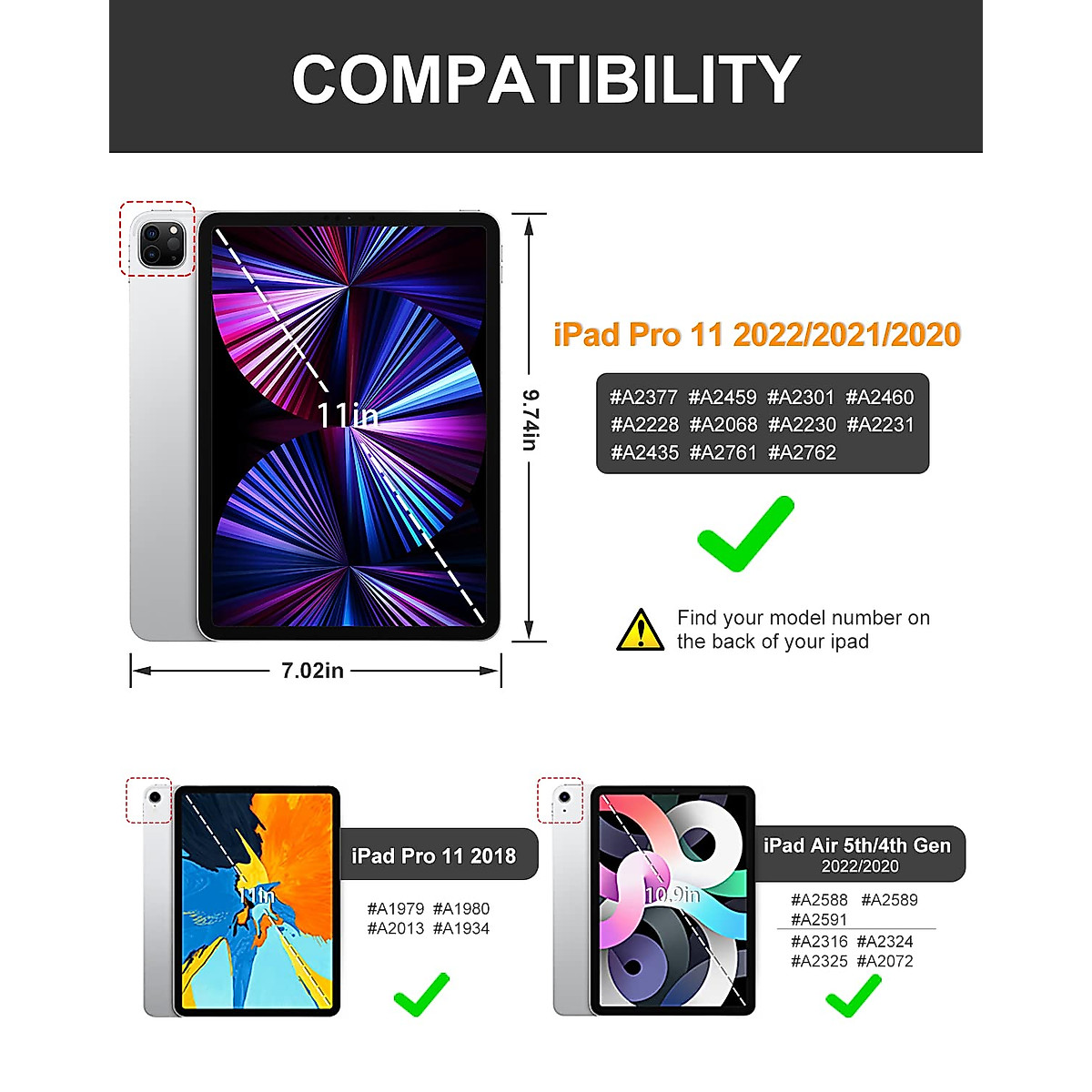 DTTO for iPad Pro 11 Inch 4th/3rd/2nd/1st Generation 2022/2021/2020/2018 Case, Also Fit iPad Air 11-Inch/5th/4th Gen, Slim Lightweight Trifold Stand Soft Back Cover，Auto Sleep/Wake,Black