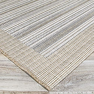 Couristan Monaco Indoor/Outdoor Area Rug for Patios, Decks, Kitchens, and Laundry Rooms, All-Weather, Pet-Friendly and Easy to Clean, Bowline Pattern in Cocoa Natural-Ivory, 5'10" x 9'2"