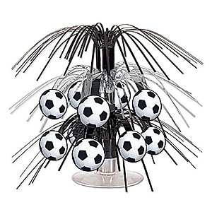 Beistle, Black/Silver/White Soccer Ball Cascade Centerpiece-1 Pc, 71/2-Inch, (54098)