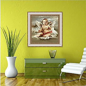 MaiYiYi Angel Baby Diamond Painting Set 5D Full Round Diamond Painting Angel Wings Diamond Painting Cross Stitch Kit Cute Baby Diamond Painting by Numbers for Adult Kids Wall Art Decor (30X30 CM)