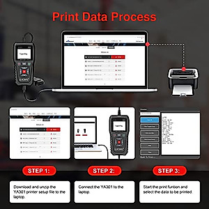 ELMCONFIG OBD2 Scanner, Car OBD2 Scanner Code Reader with 4 Shortcut Keys & Print Function Options, YA301 Upgraded Check Engine Diagnostic Tool for All OBDII Vehicles After 1996