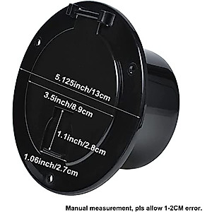 Foifatt RV Electric Cable Hatch for 30 and 50 Amp Cords Replacement 5 Inch Deluxe Round Electrical Cable Hatch Black