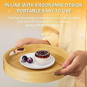 Homerays 12 Inch Lazy Susan Organizer, Kitchen Rotating Spice Rack, Bamboo Lazy Susan with Double Handles for Kitchen Cabinet (Bamboo, Medium)