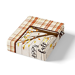 Castle Fairy Happy Fall Plaid Bed Sheet Set for Boys Girls,Cute Dog Cat Animals Halloween Bed Sheet Set Full Size Bedding Set,Maple Leaves Retro Check Geometric Fitted Sheet and 1 Flat, 2 Pillow Sham