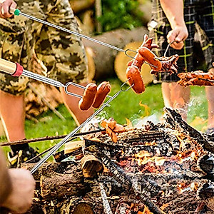 Ezire Marshmallow Roasting Sticks, Extendable Telescoping Smores Skewers for Fire Pit Campfire BBQ Hot Dog Marshmellow 32inch (8Pcs)