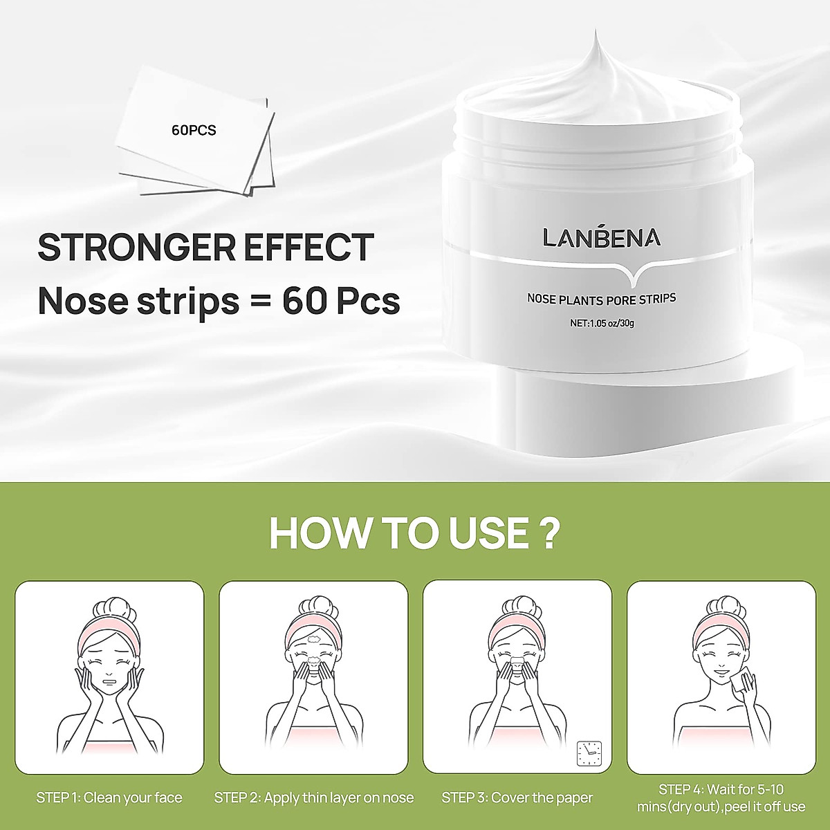 LANBENA Blackhead Remover - Peel Off Mask for Nose & Face, Blackhead Removal Kit 1.05oz