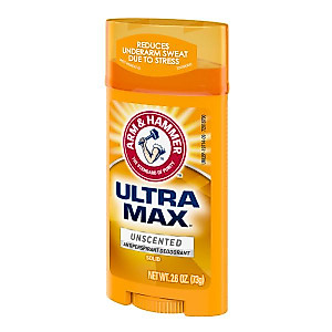 ARM & HAMMER ULTRA MAX Solid Antiperspirant Deodorant, Wide Stick, Unscented, 2.6 oz. (Pack of 5)